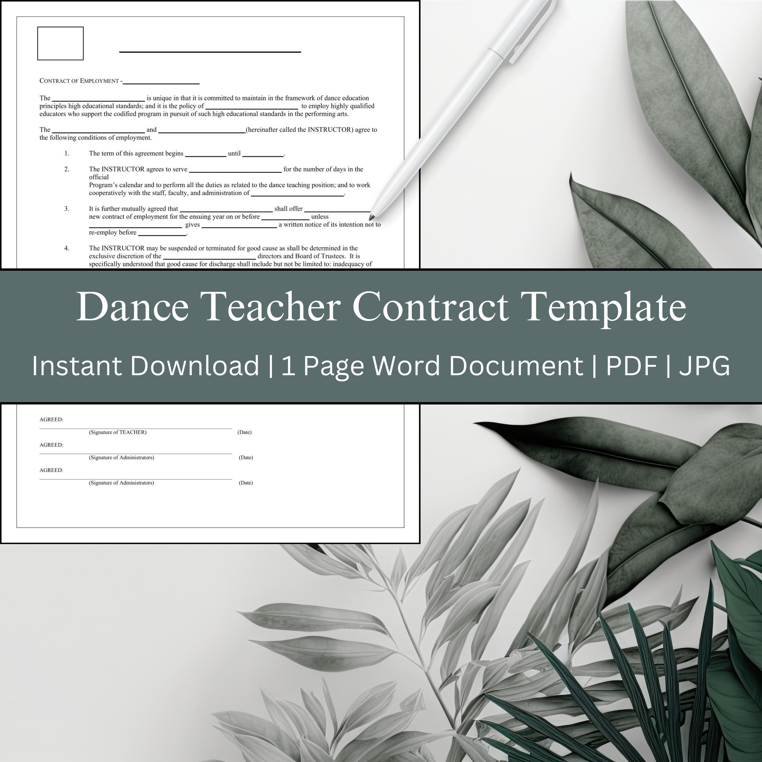 Dance Teacher Contract Dance Contract Contract for Dance Teacher ...