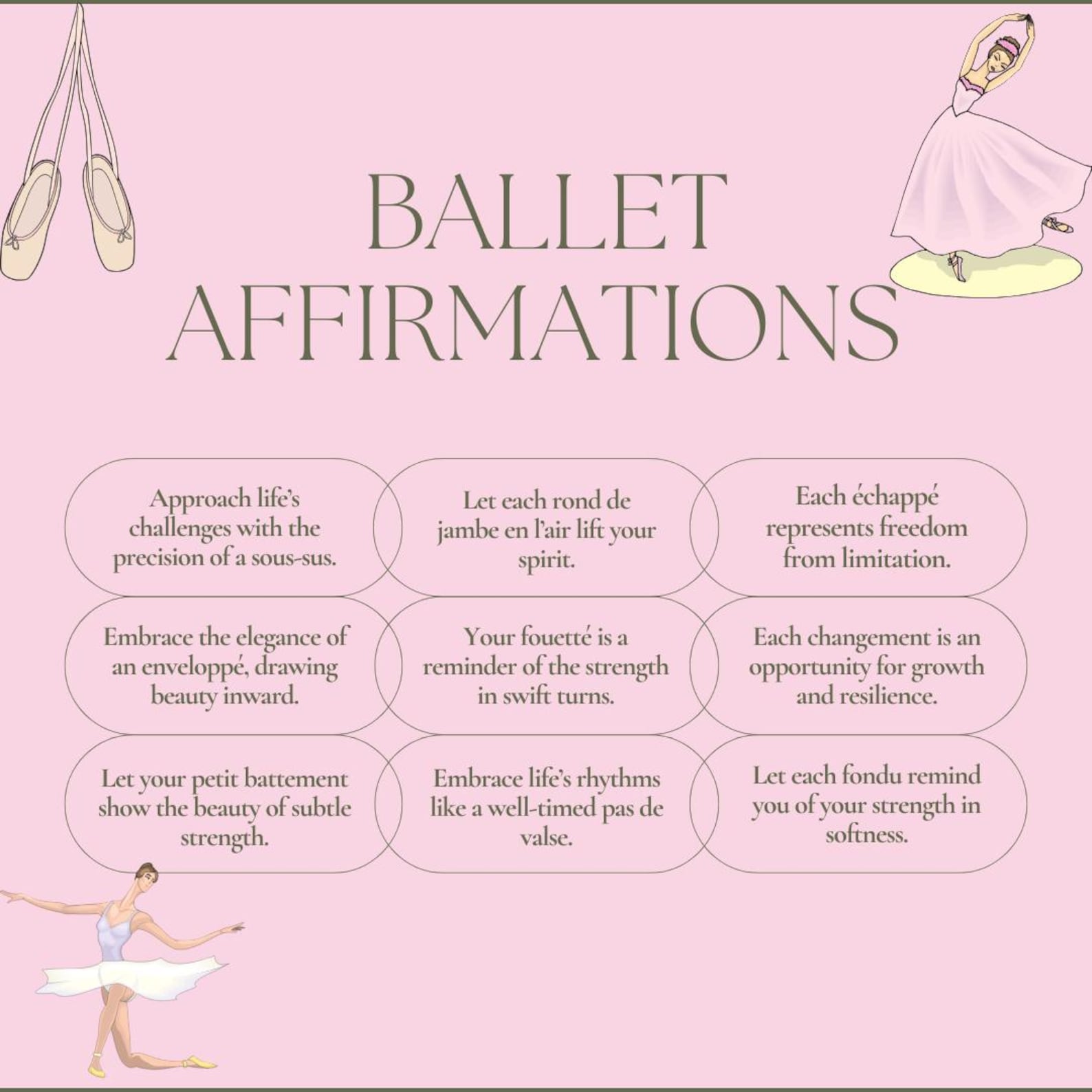 Ballet Affirmation Cards Ballet Cards Affirmations for Dance Cards for ...