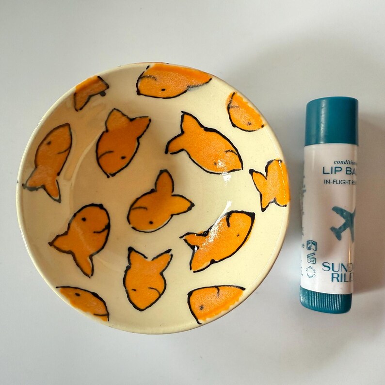 Hand-painted Gold Fish Crackers Ceramic Ring Dish: Tiny Snack Bowl - Etsy