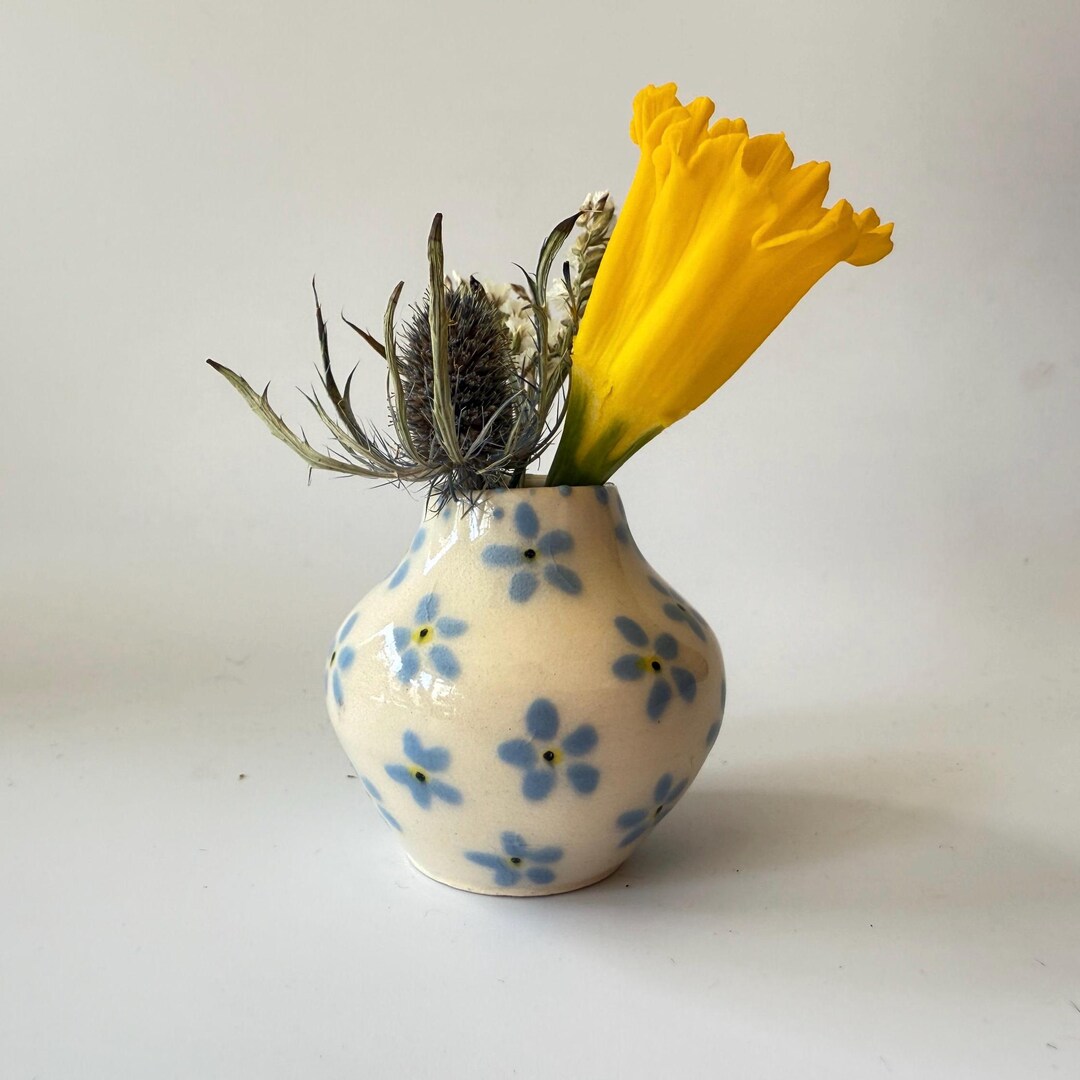 Forget Me Not Ceramic Vase. Tiny Wildflower Vase. Hand Thrown and Hand ...