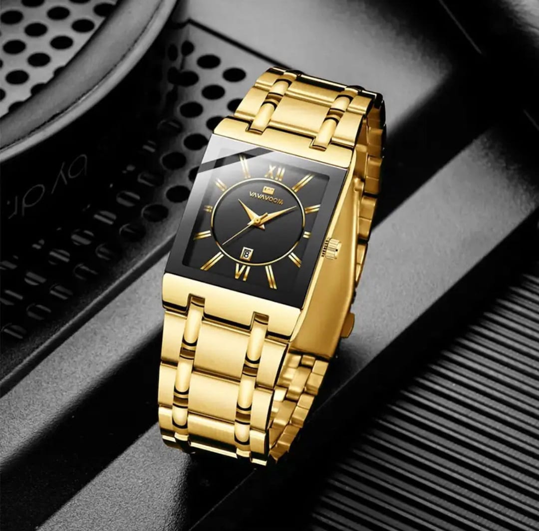 Rectangular Style Gold Watch - Etsy