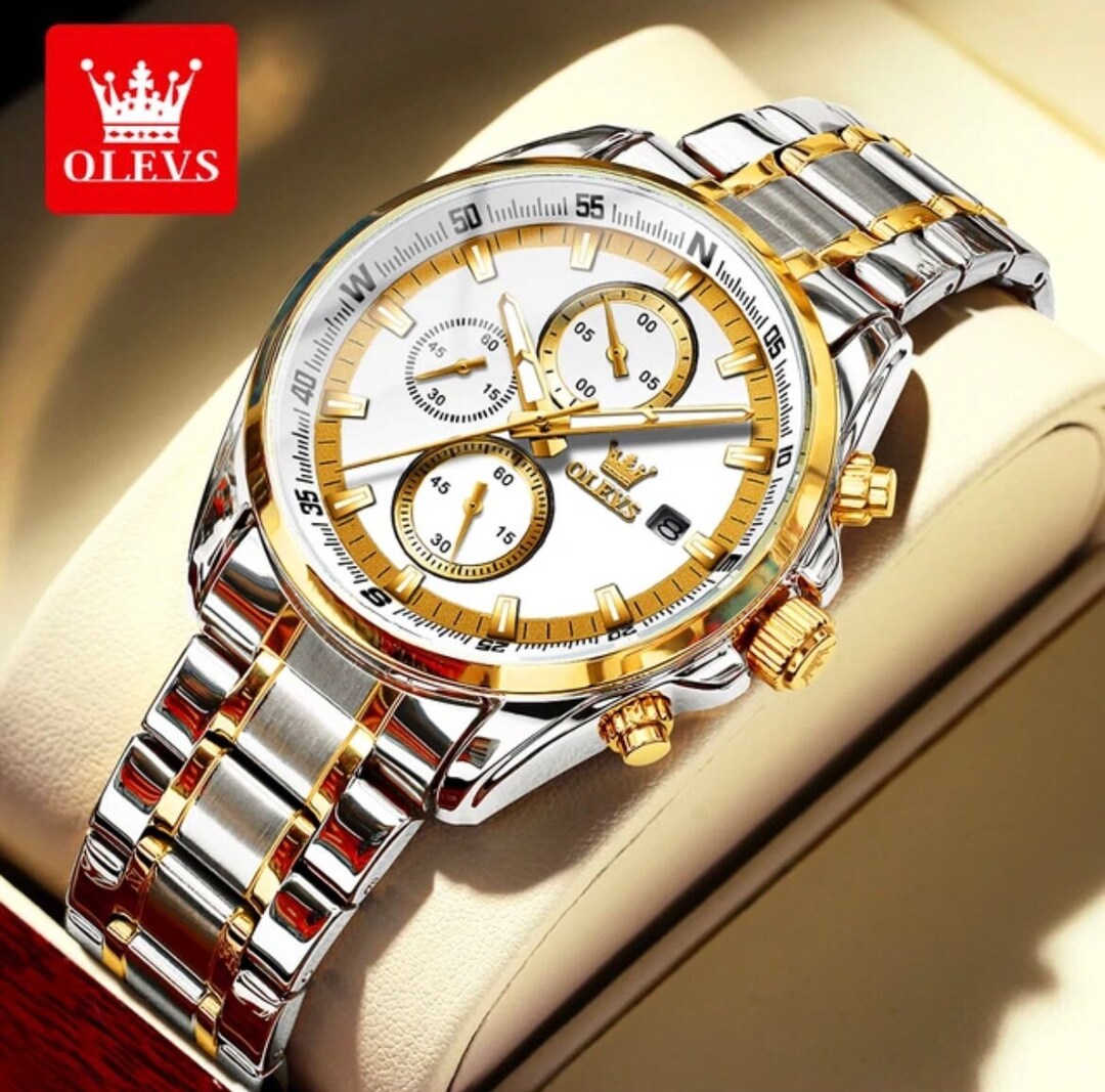 OLEVS Silver White Quartz Watch - Etsy