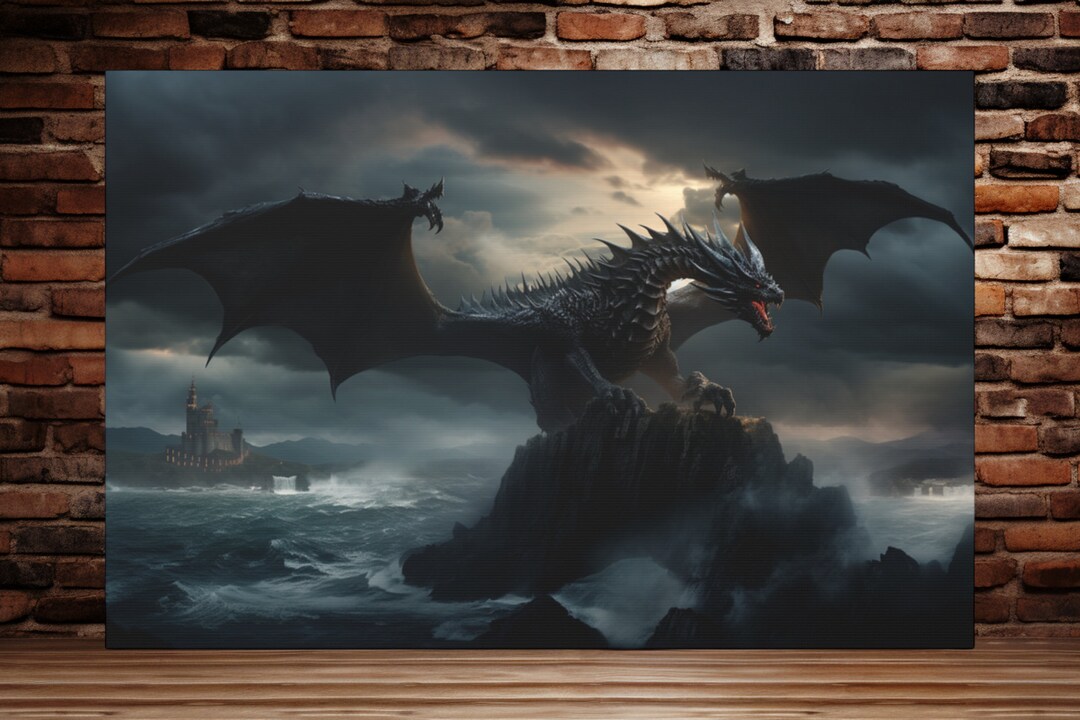 Year of the Dragon Wall Art Cinematic Fire Breathing Beast, Mythical ...