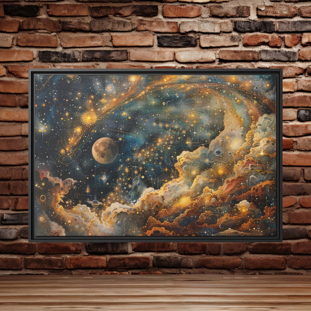 Vintage Wall Art: Space Home Decor & Cosmos Digital Painting, Celestial ...