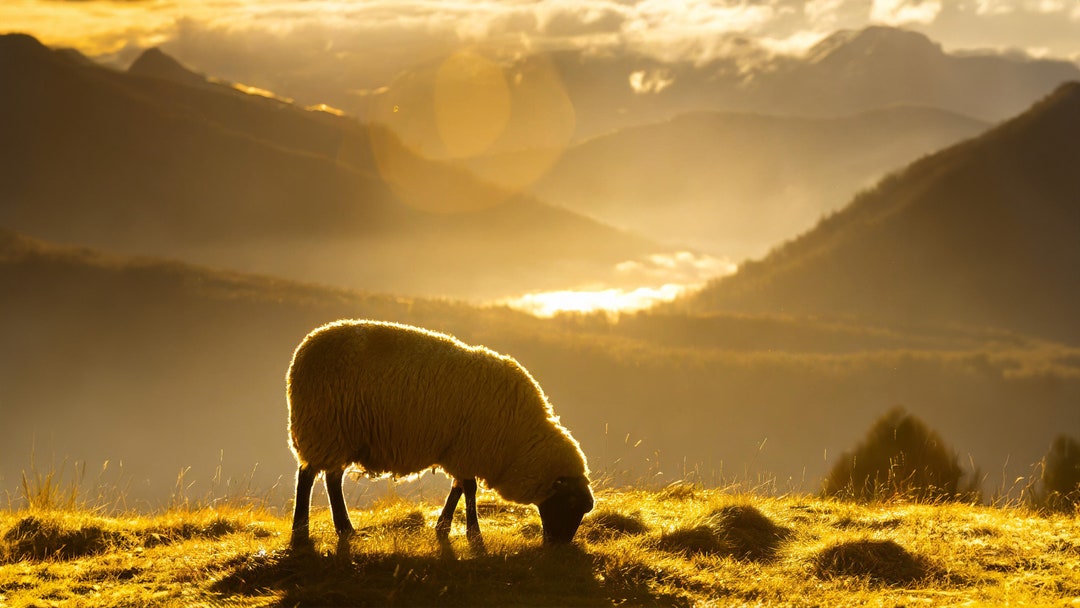 Sheep on a Hill 4k Wallpaper - Etsy