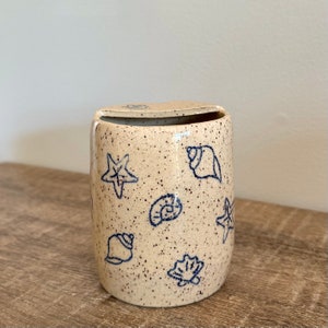 Travel Tumbler, Beach Inspired Handmade Ceramic to Go Cup, Handpainted ...