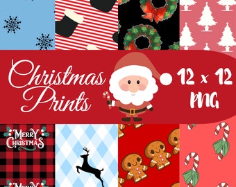 CHRISTMAS DIGITAL PAPER Pack, Christmas Scrapbook Paper, Christmas ...