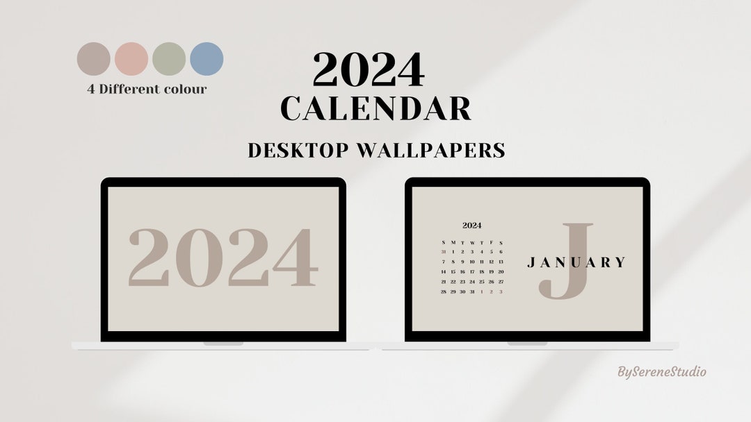 2024 Calendar Desktop Wallpaper Monthly Desktop Background Set of 4 ...
