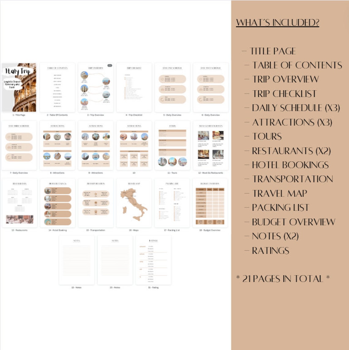 Travel Guide and Itinerary Template- Editable- Travel Guide- Holiday ...