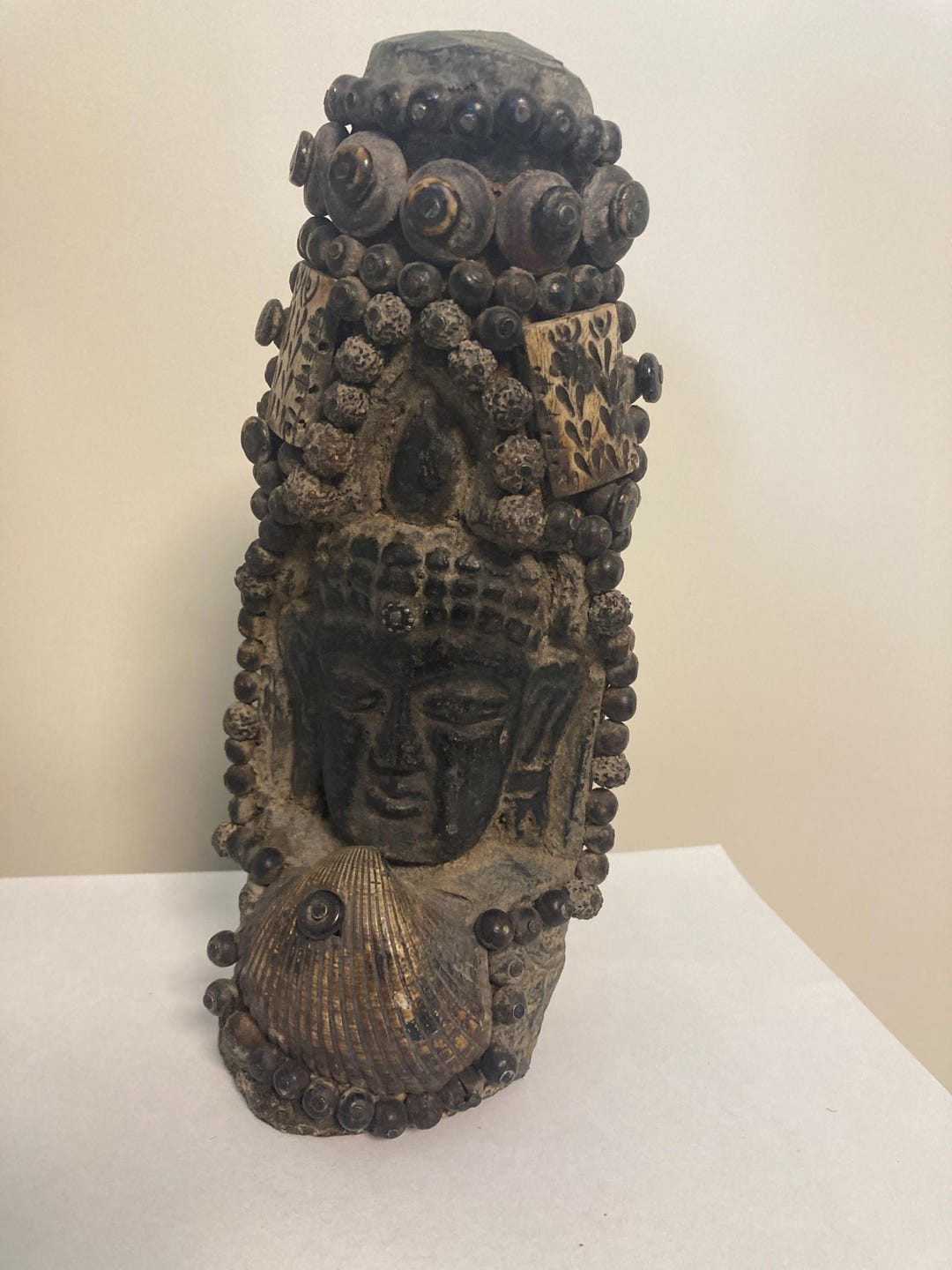 Nepali Buddhist Statue – Wood, Beads, and Sea Shells (40-80 Years Old ...