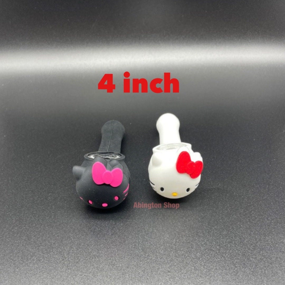 Cat Kitty Face Glass Bowl Pipe / Cute White Cat Face Silicone Glass ...