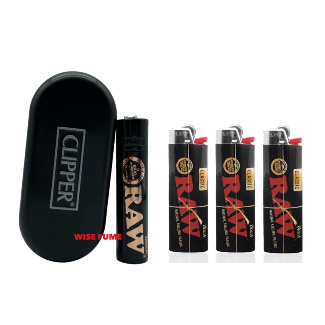 Clipper RAW Full Metal Lighter Refillable Full Size Gold Black Color ...