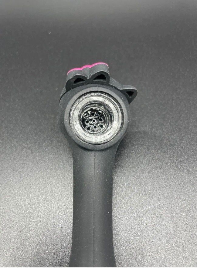 Black Kitty Cat Face Glass Pipe / Cute White Cat Face Silicone Glass ...