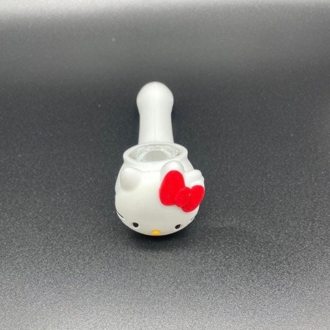 Cat Kitty Face Glass Bowl Pipe / Cute White Cat Face Silicone Glass ...