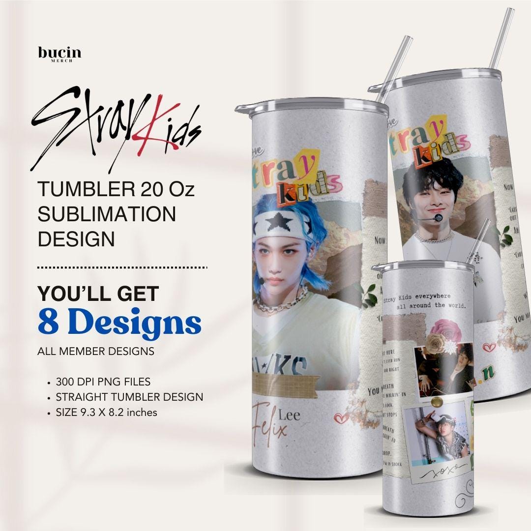 Stray Kids Tumbler Wrap Design 20 Oz Straight Tumbler PNG Bundle ...