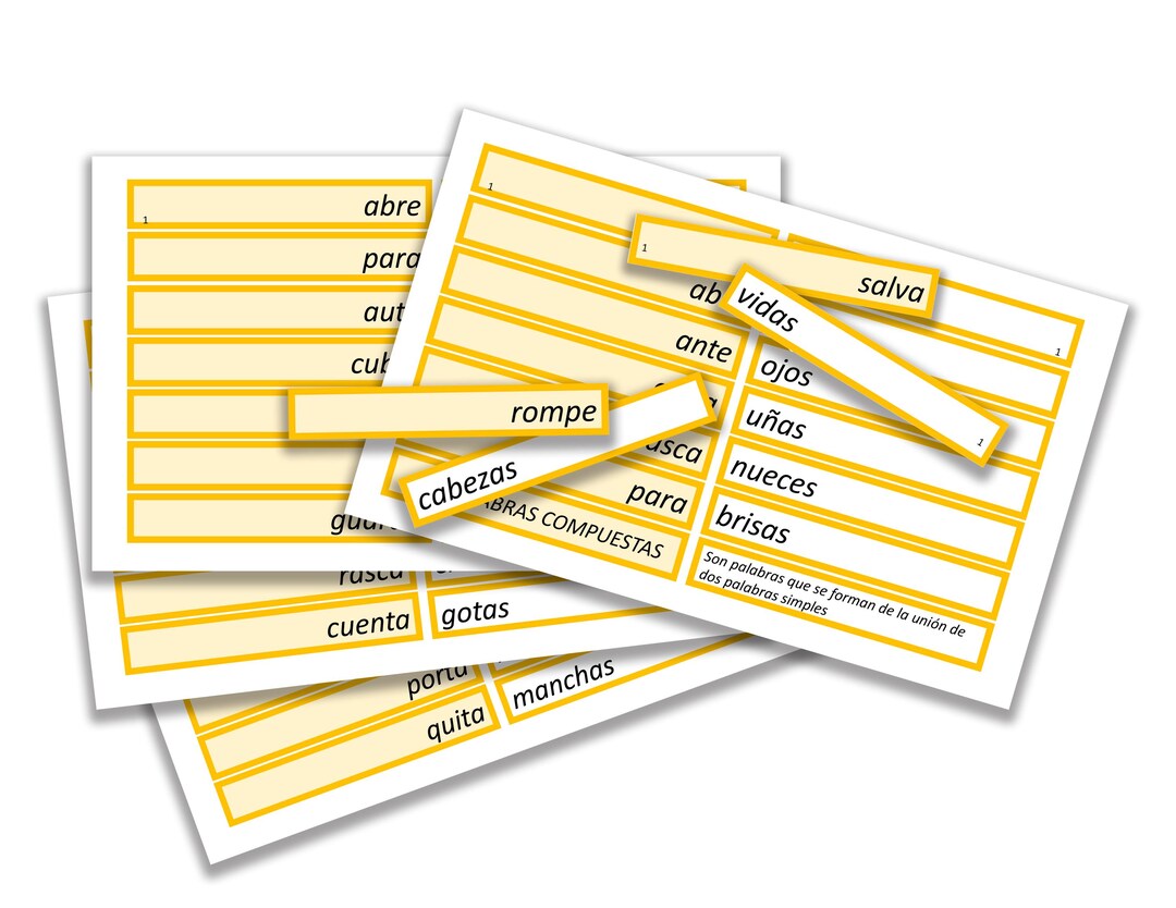 Montessori Compound Words in Spanish - Etsy