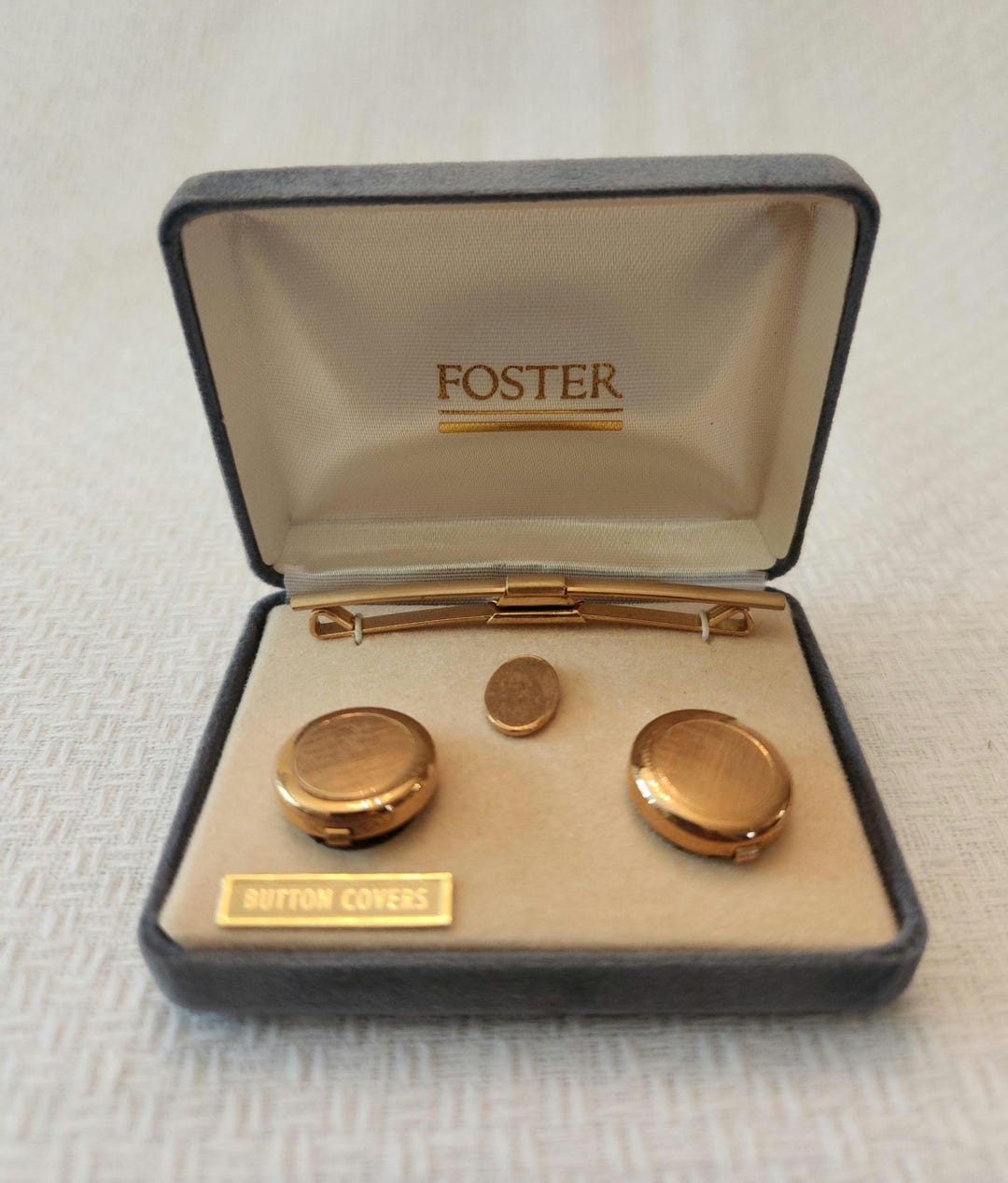 Foster for Men Cufflink and Tie Tack Set Gold Tone Vintage in Original ...