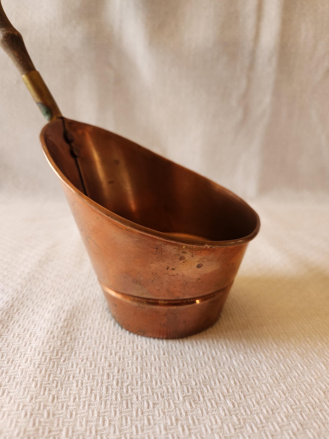 Vintage Copper Ladle With Wooden Handle 14" Tall Wall Hanging or Indoor ...