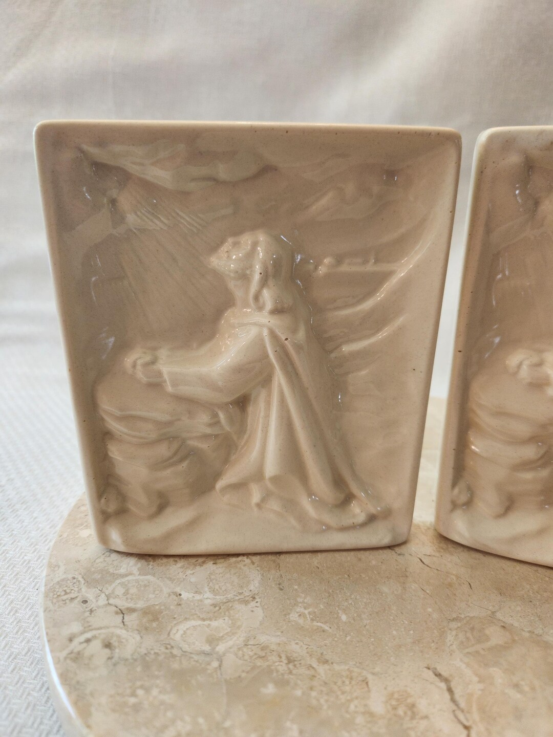Vintage Ceramic "jesus Praying in the Garden" Bookends Religious ...