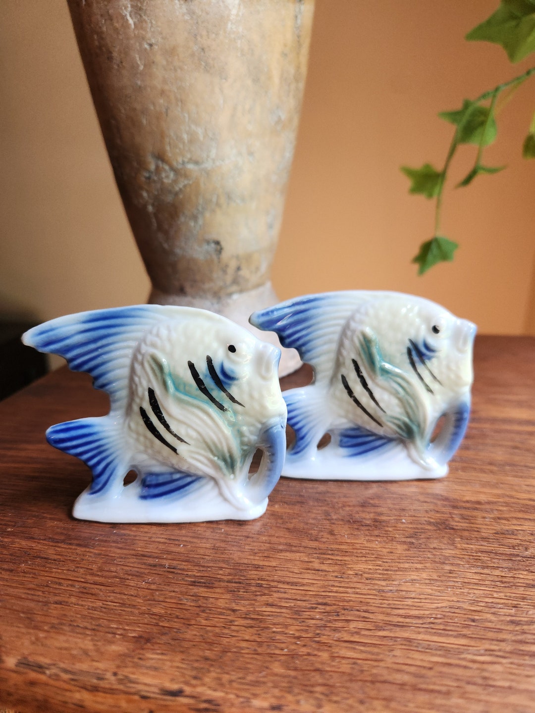 Set of 2 Blue and Green Fish Figurines 60s Vintage Made in Japan - Etsy