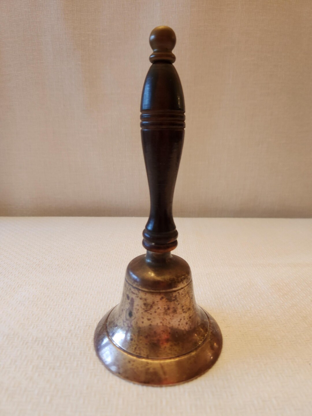 Vintage Brass Bell With Wood Handle Nice Loud Ring Patina Brass Bell 8 ...
