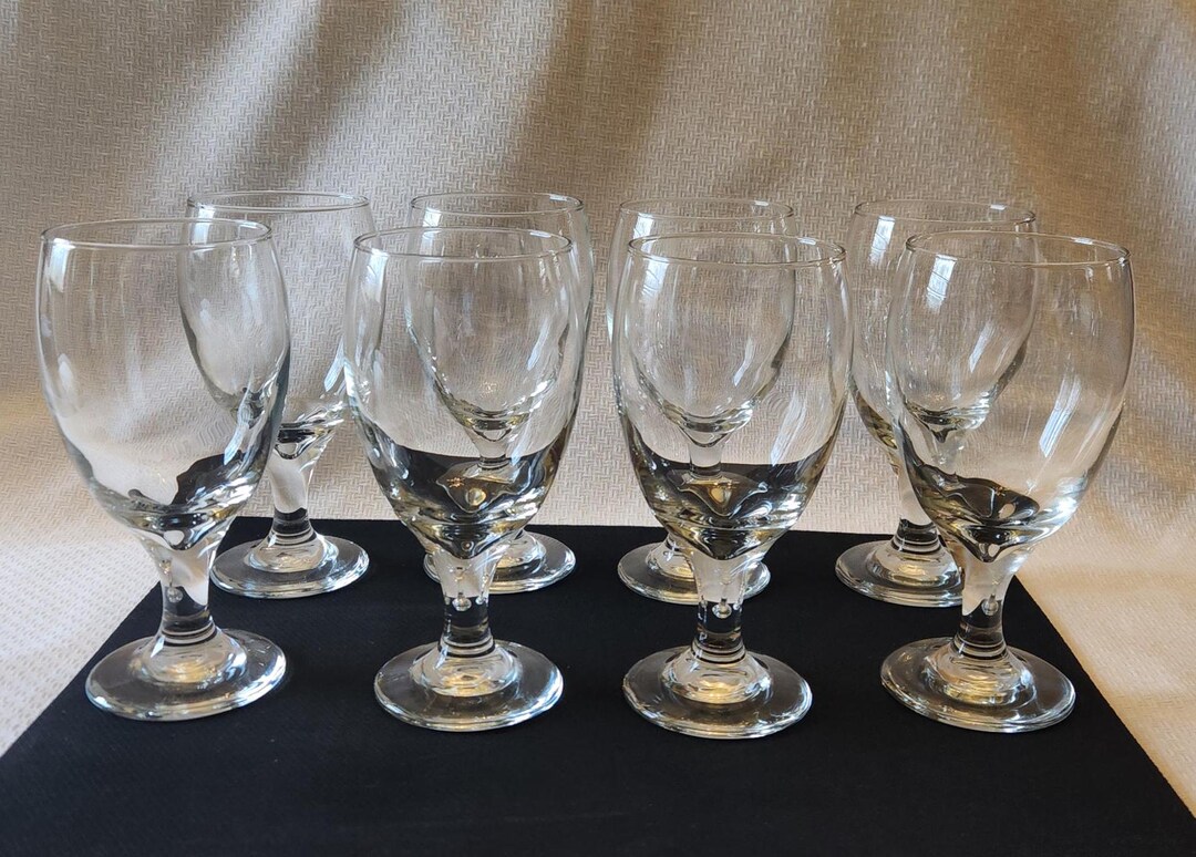 EIGHT Libbey Crystal Glasses Stemware Vintage Barware Tear Drop Bottom ...