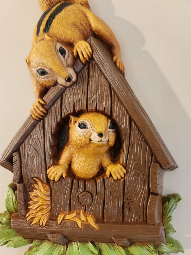 Homco 70s Plaque Chipmunks in Birdhouse 1703 Made in USA Vintage - Etsy