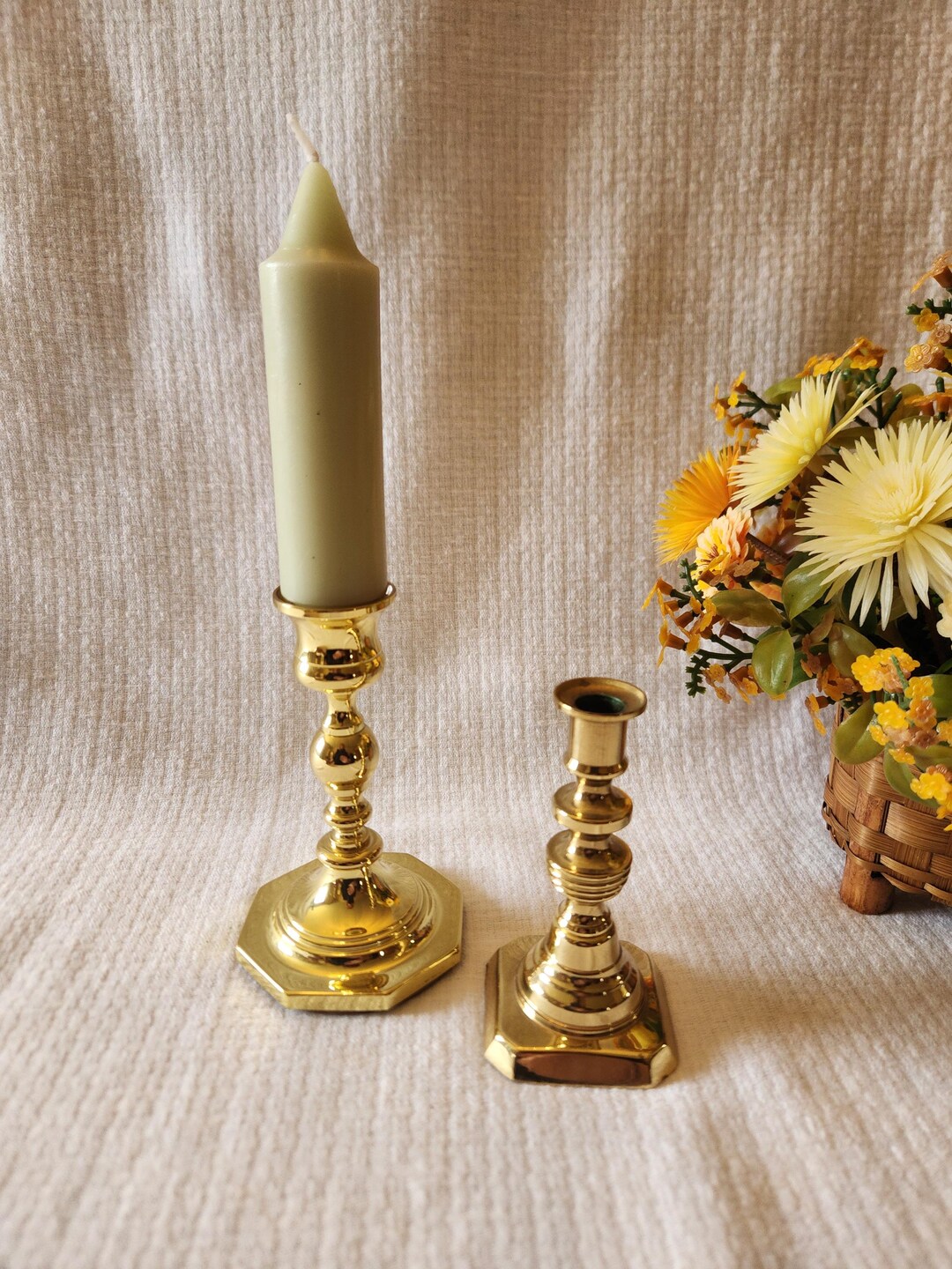Vintage Baldwin Solid Brass Candlesticks Set of 2 Small Candle Holders ...