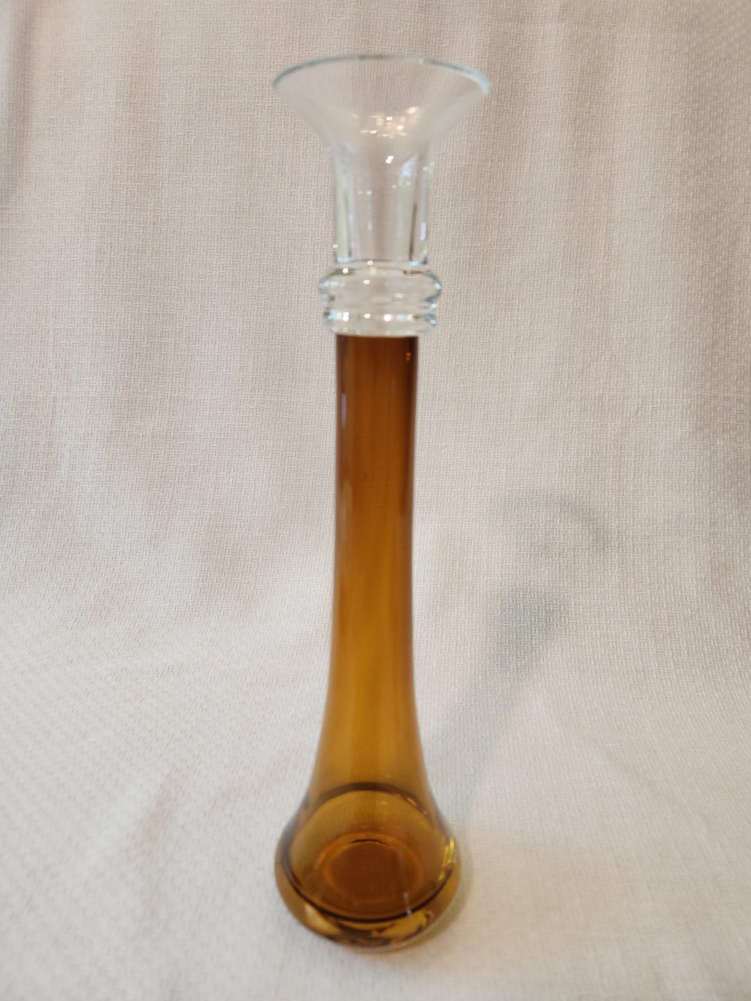 Amber Art Glass Candlestick Holder Vintage Blown Glass Amber ...