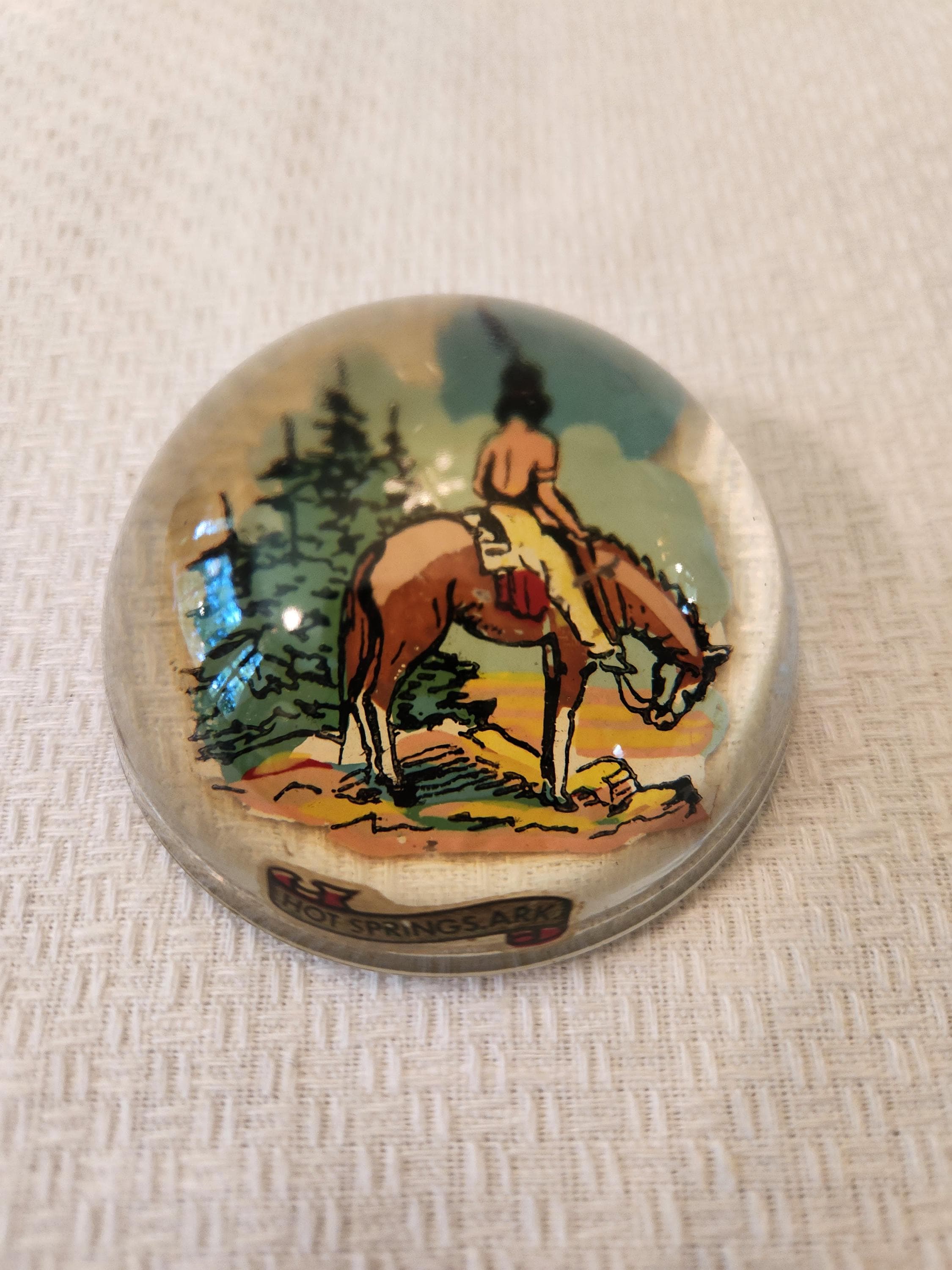 Glass Paperweight Hot Springs ARK American Indian on Horseback 3" - Etsy