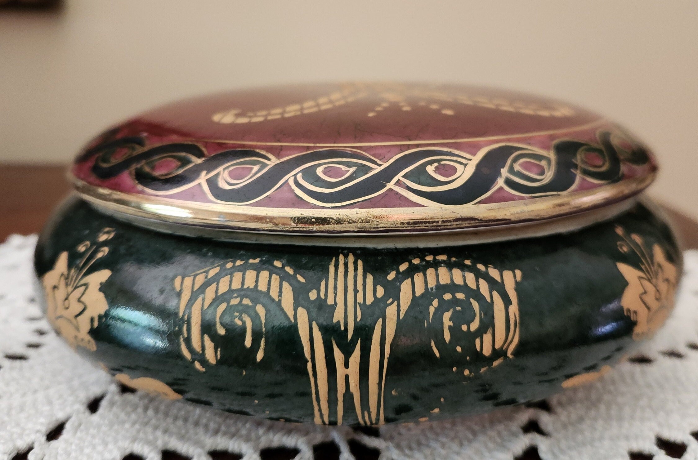 Andrea by Sadak Round Lidded Porcelain Decorative Bowl Hollywood ...