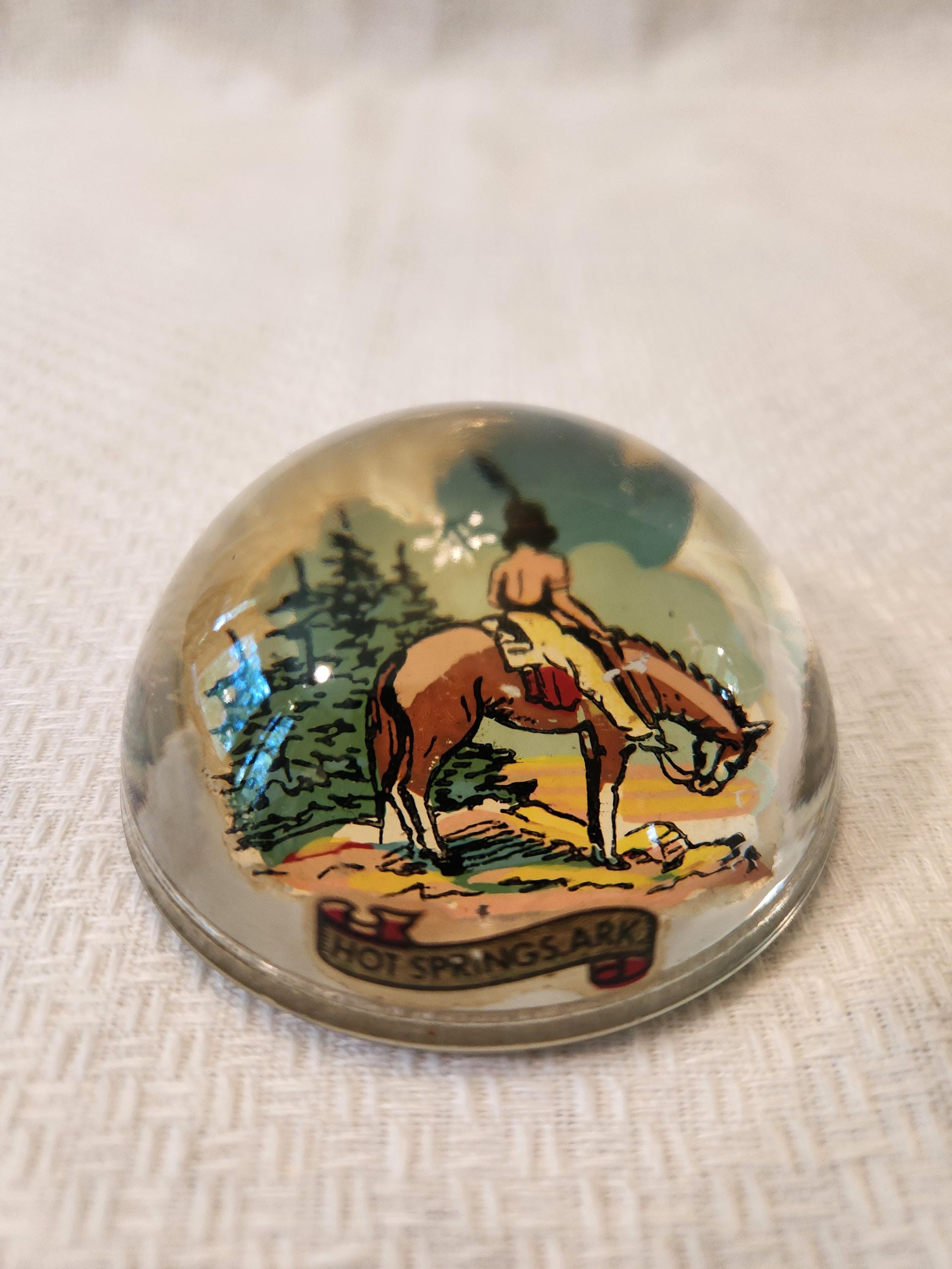 Glass Paperweight Hot Springs ARK American Indian on Horseback 3" - Etsy