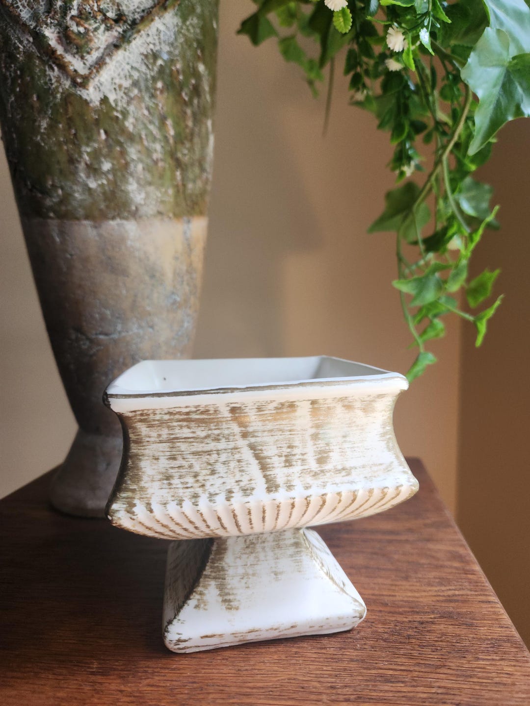 Mccoy Planter 1960's Square Vase or Planter White and Gold 4" Tall and ...
