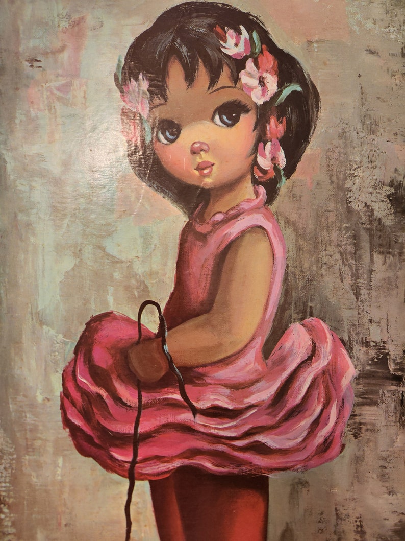 Vintage Jean Maio Ballerina Big Eyed Girl Print 1960s Ballet Picture ...