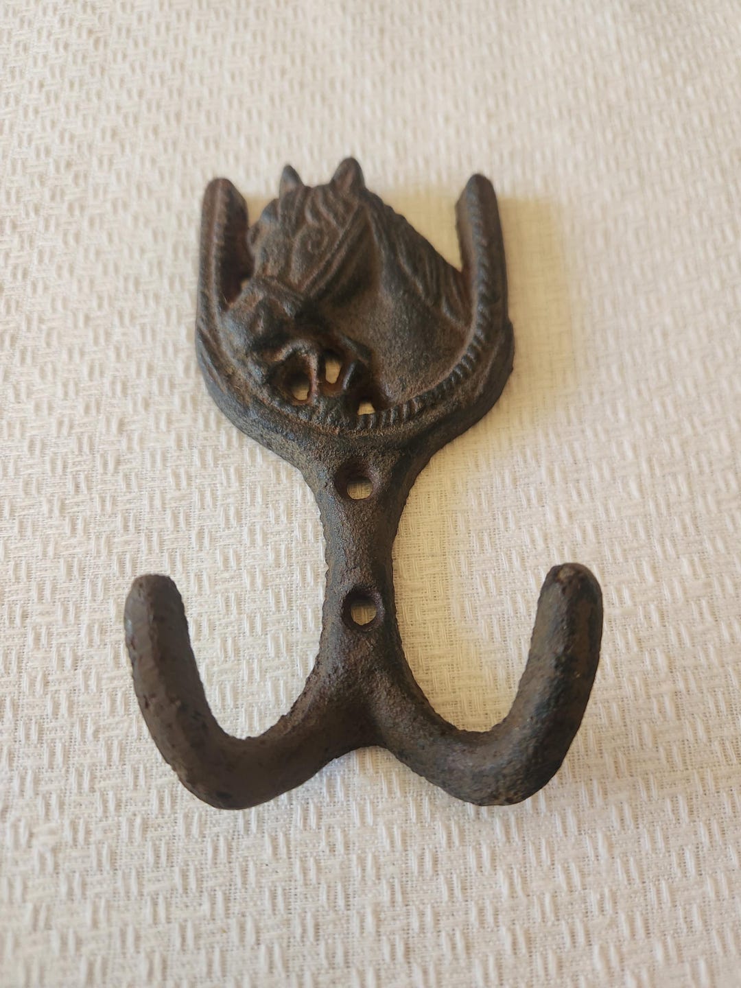 Cast Iron Horse Wall Hook Vintage Horse Head in Horseshoe Rustic Wall ...