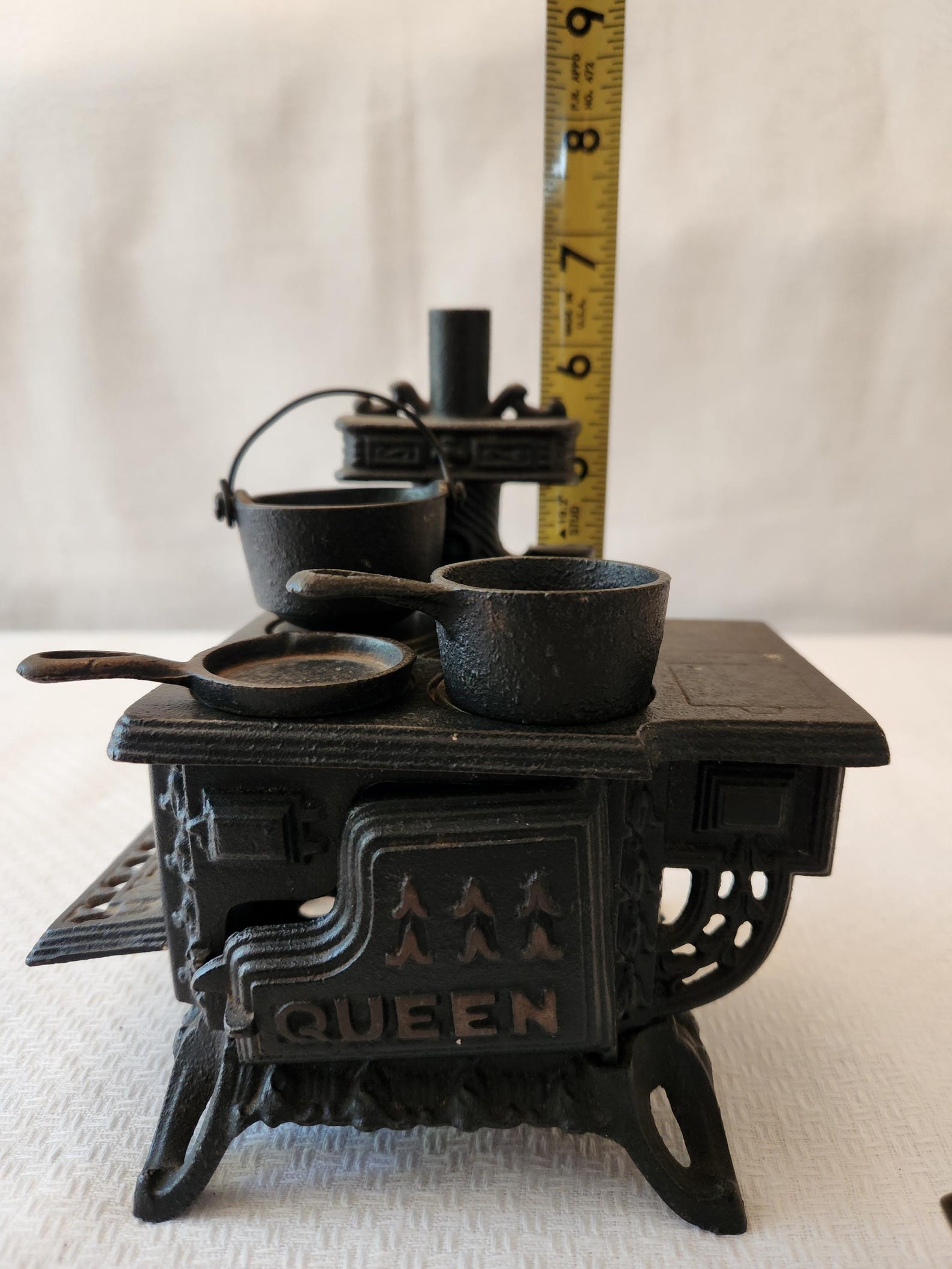 Child's Toy Vintage Queen Cast Iron Stove Set Complete With Pots and ...