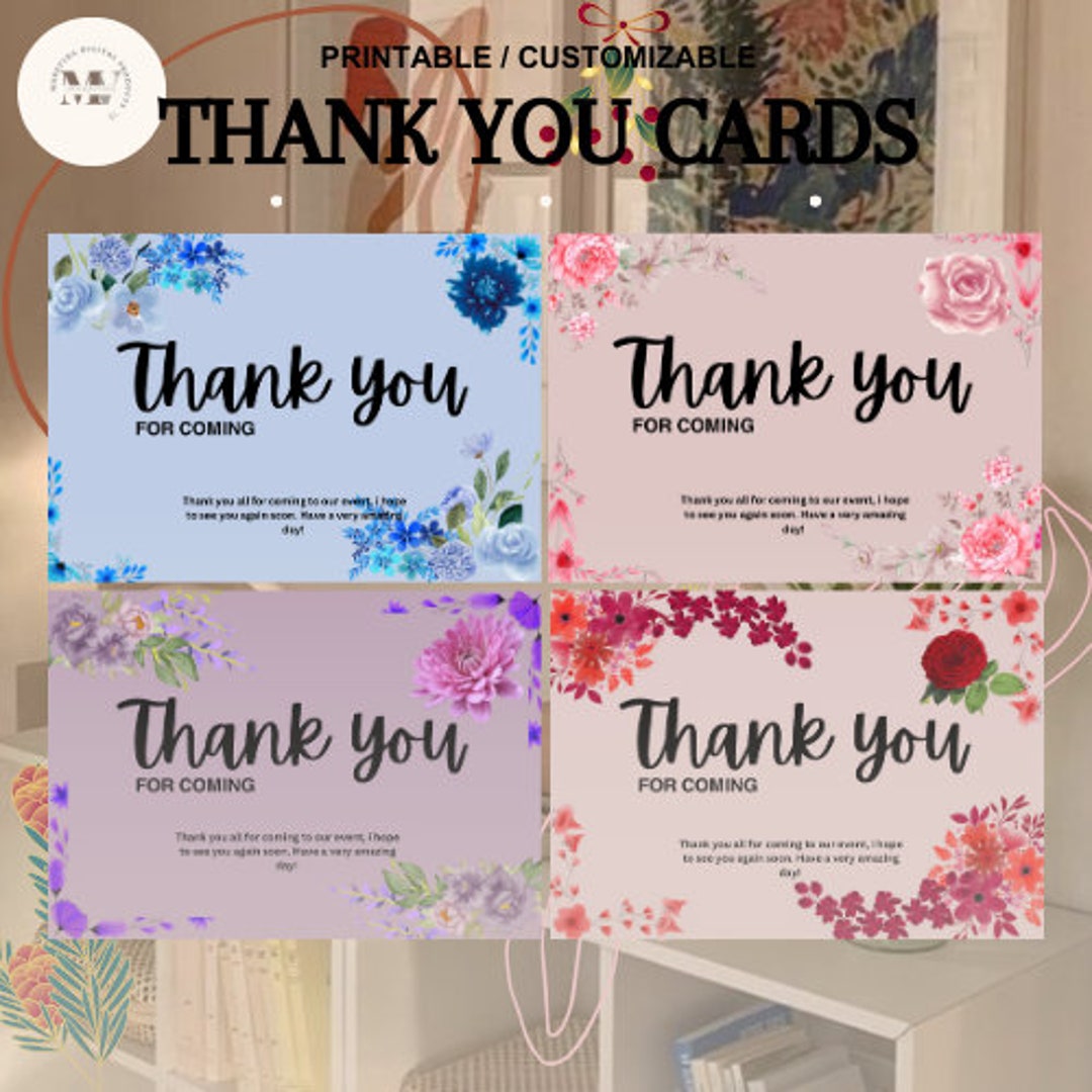 Thank You Cards Printable Thank You Printable / Customizable Thank You ...