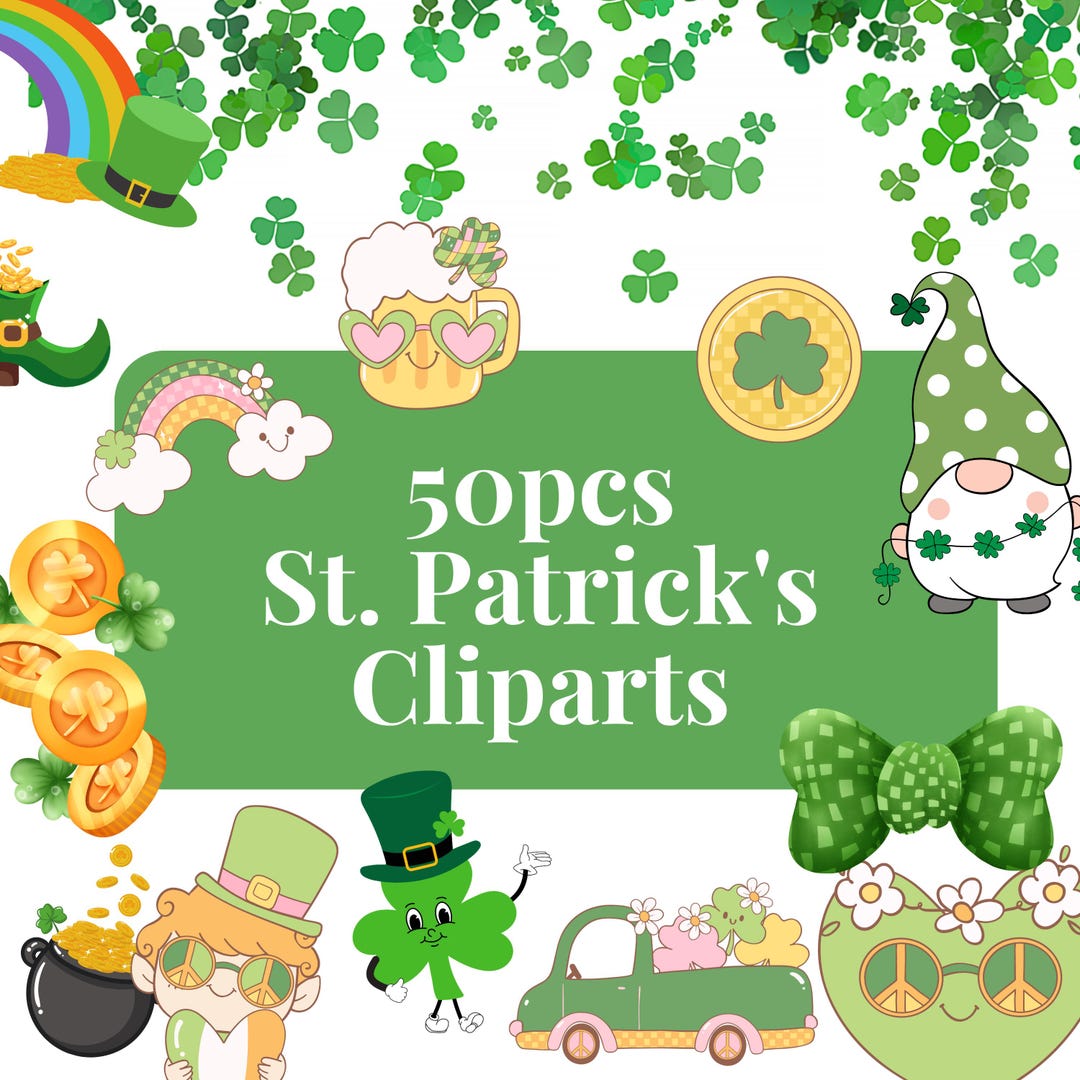 50 Cute St. Patrick Clip Art, PNG, Digital Files| Sticker Downloads ...