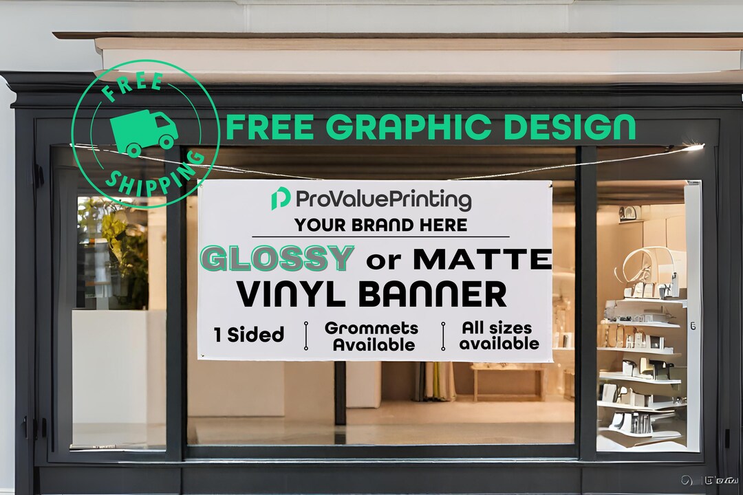 Vinyl Banner- Glossy or Matte- 13oz - 12''x24x'' Standard Size. - Etsy