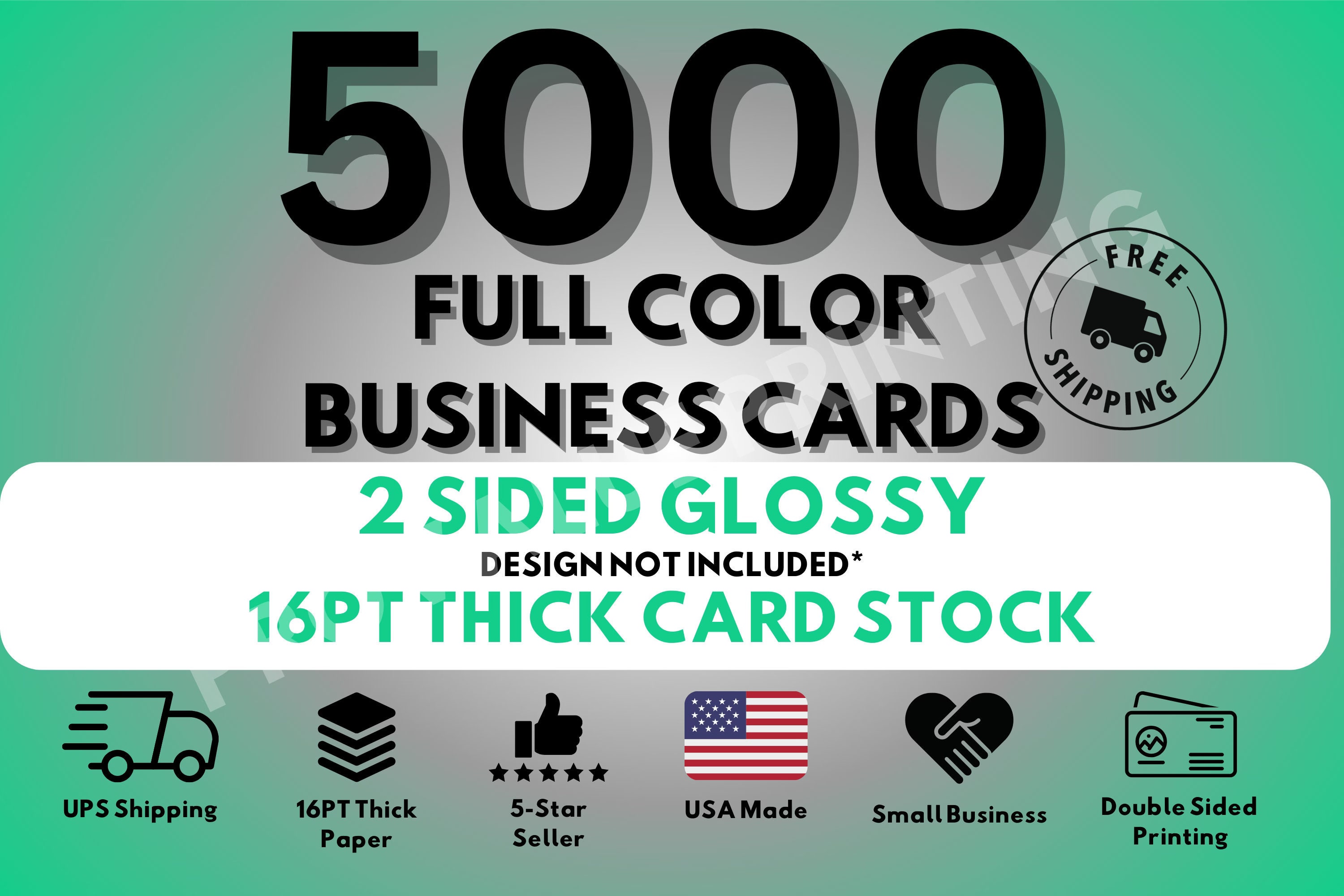 5000 Full Color Business Cards W/ Your Artwork Ready to Print 2 Sided ...