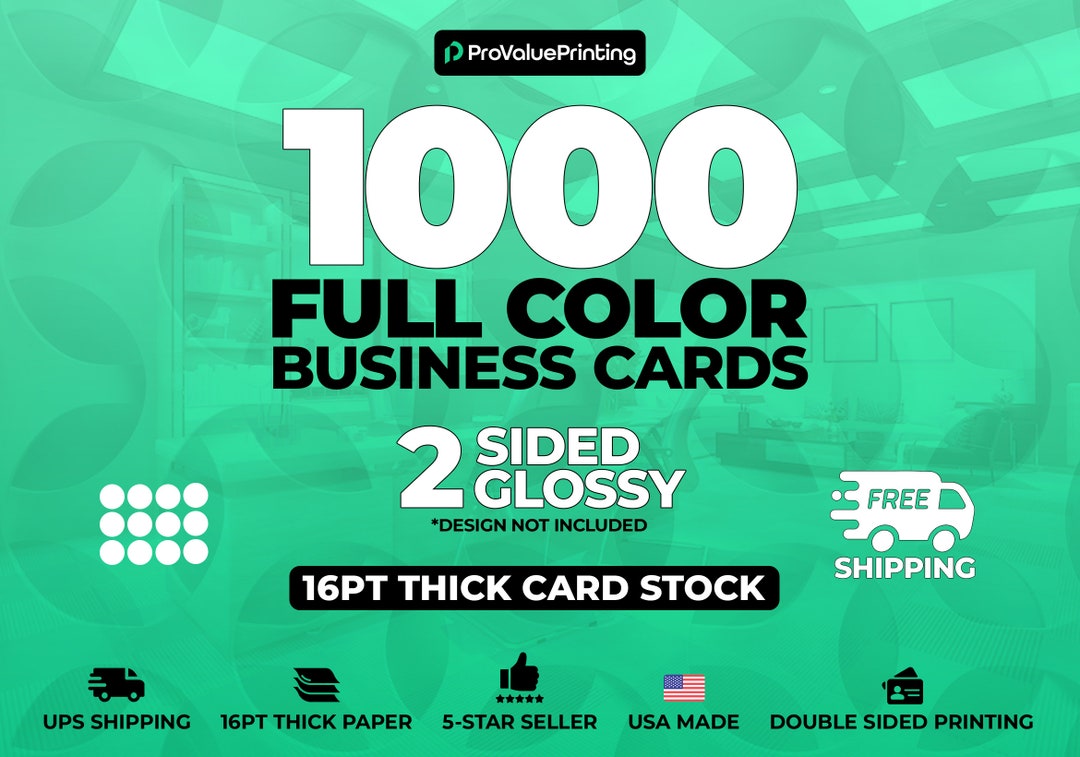 1000 Full Color Business Cards W/ Your Artwork FREE GRAPHIC DESIGN - 2 ...