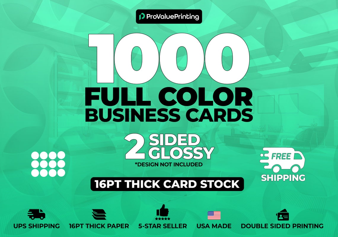 1000 Full Color Business Cards W/ Your Artwork FREE GRAPHIC DESIGN 2 ...