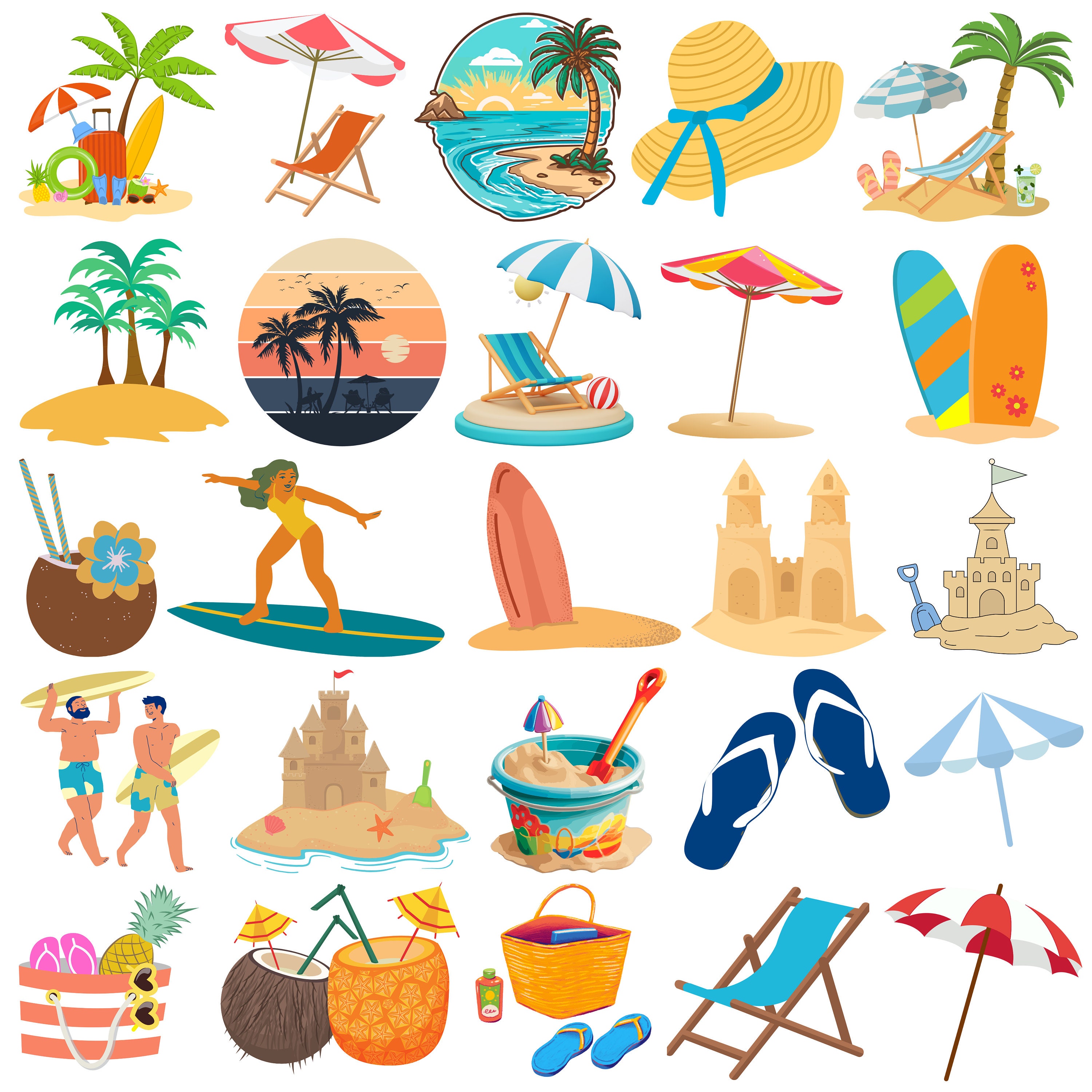BEACH SVG Bundle, Summer Cut Files for Cricut, Palm Tree Svg, Beach ...