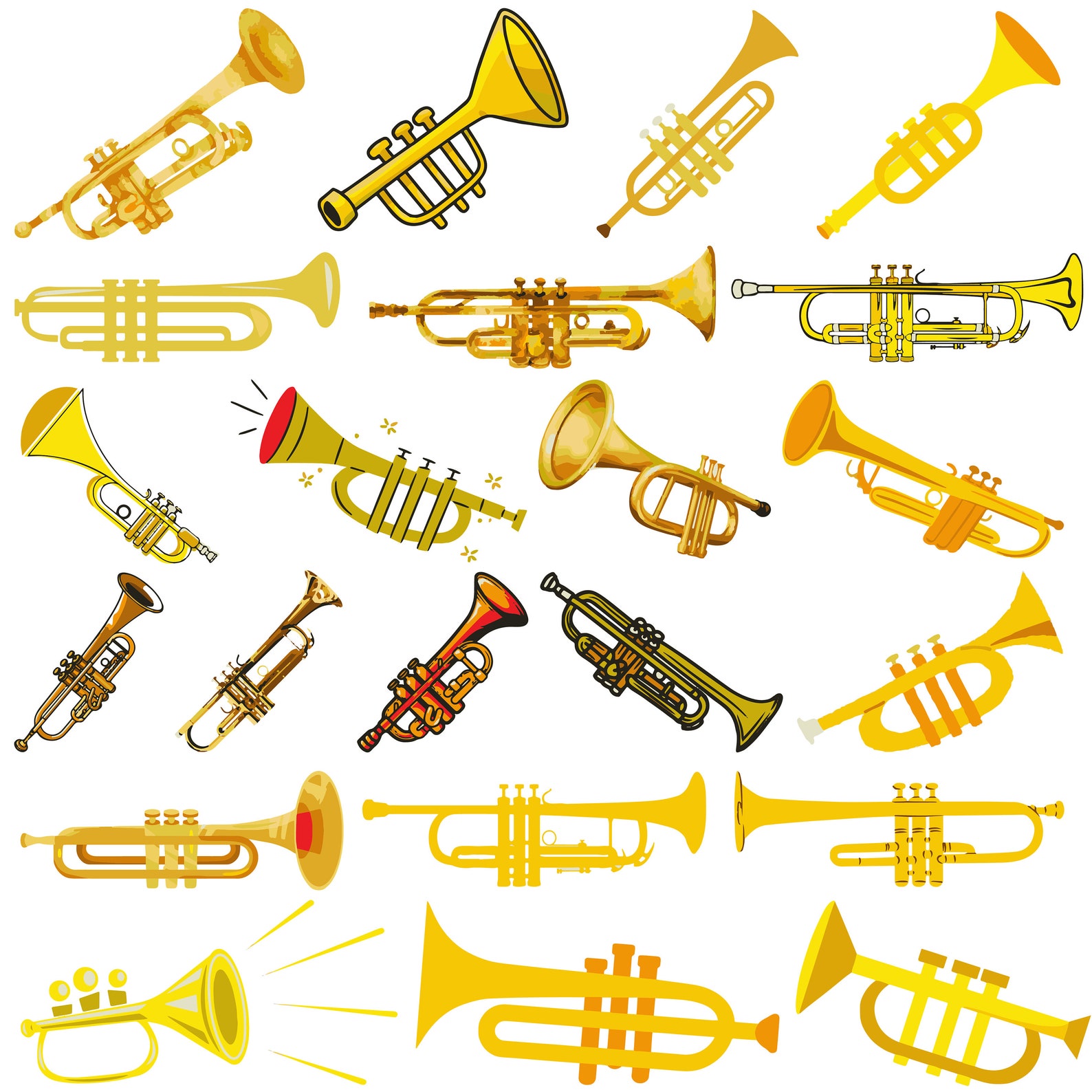 Trumpet SVG Bundle, Trumpet Vector, Trumpet Outline, Trumpet Clipart ...