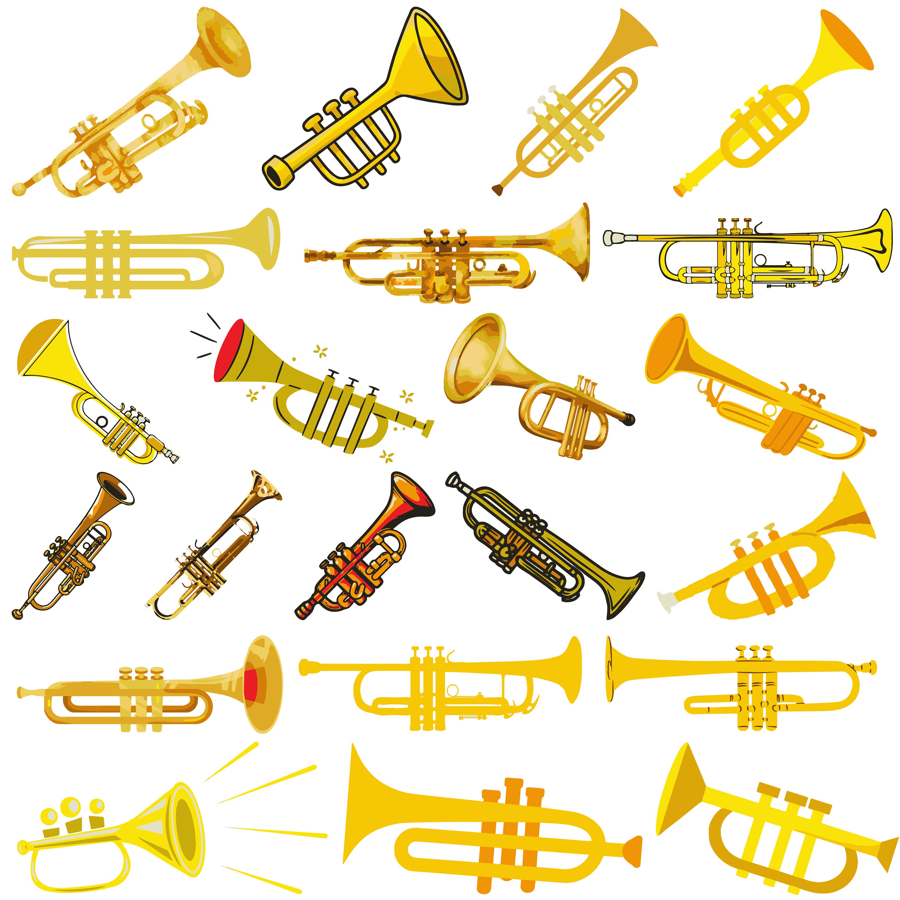 Trumpet SVG Bundle, Trumpet Vector, Trumpet Outline, Trumpet Clipart ...