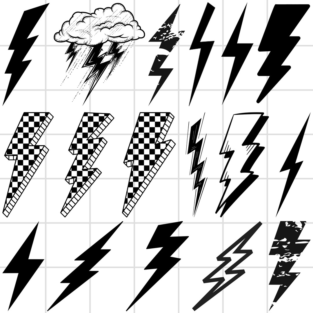 Lightning Bolt SVG Bundle, Flash Clipart, Thunder Cut File, Lightning ...