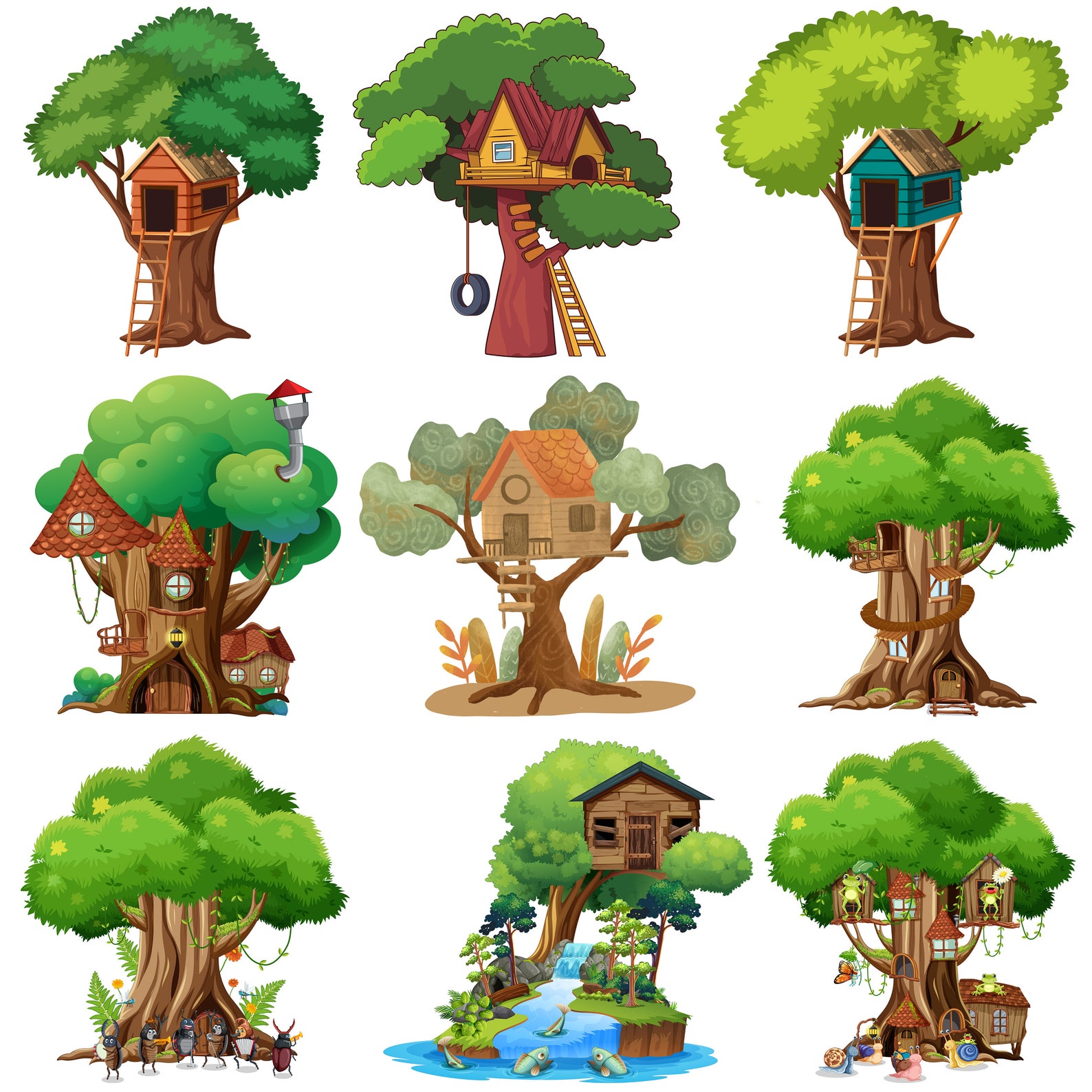 Tree House SVG Bundle, Tree House Eps, Tree House Clipart, Treehouse ...