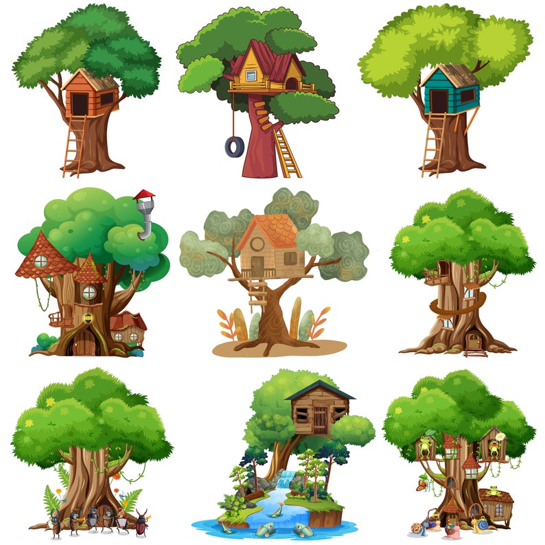 Tree House SVG Bundle, Tree House Eps, Tree House Clipart, Treehouse ...