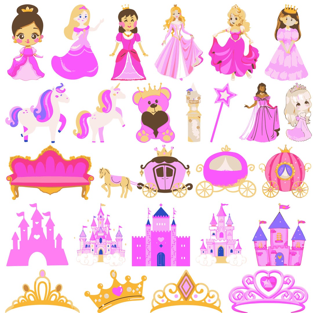 Princess Svg Bundle, Princess Silhouette, Princess Clipart, Princess ...