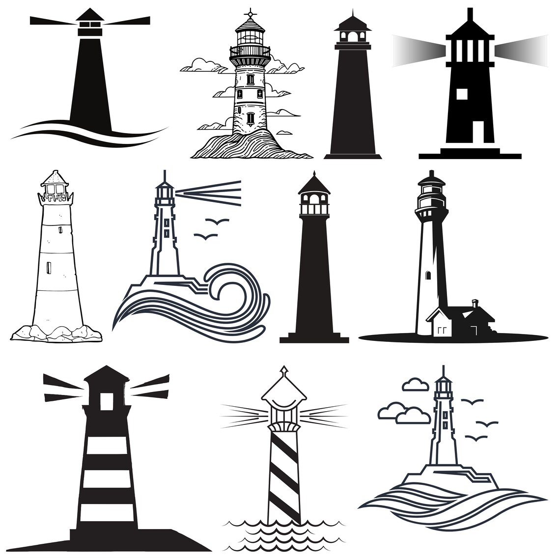 Lighthouse SVG Bundle, Lighthouse Clipart, Lighthouse SVG Cut Files for ...